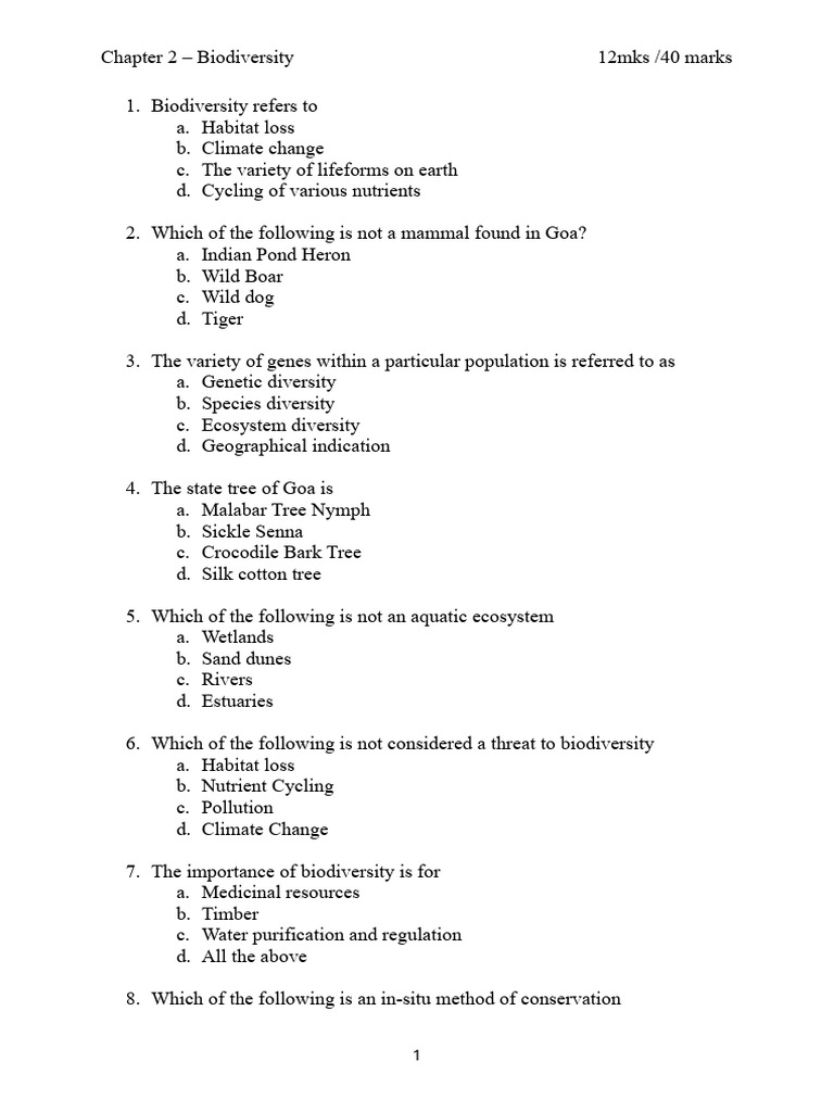 chapter 2 Biodiversity | PDF | Biodiversity | Ecology