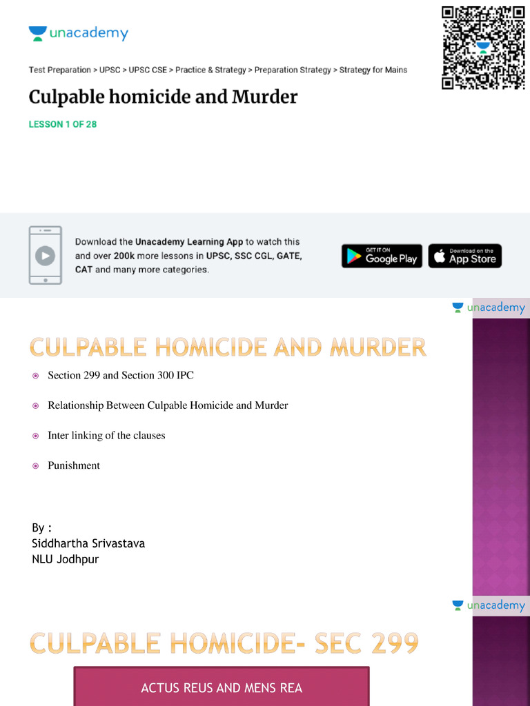 Culpable Homicide and Murder | PDF