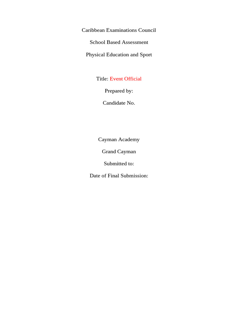 Event Official Roles in Sports Assessment | PDF