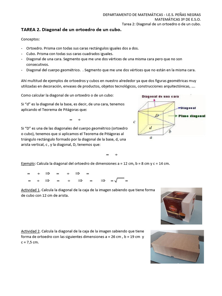 Tarea 2. Diagonal de Ortoedro y Cubo | PDF