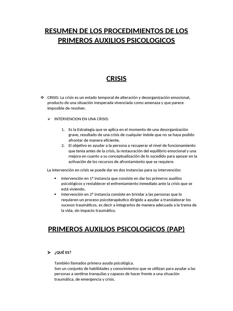 PAP 2024 | PDF | Las emociones | Primeros auxilios