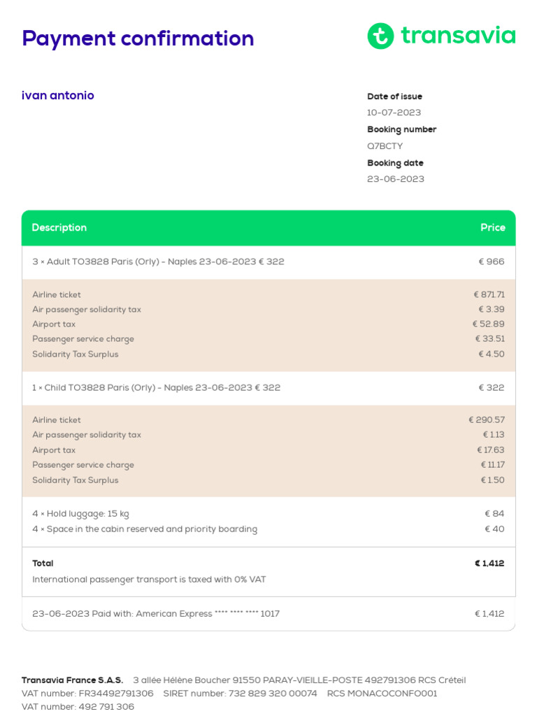 Payment Confirmation for Flight Booking | PDF | Airlines | Transport