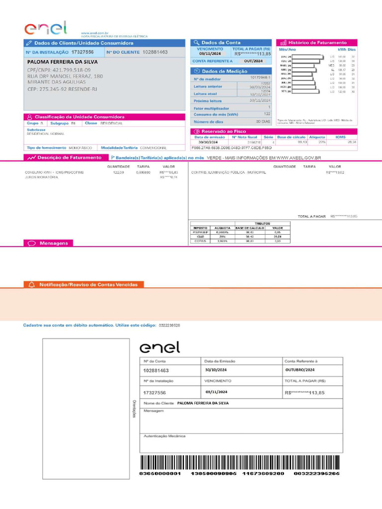 Fatura Enel Paloma | PDF