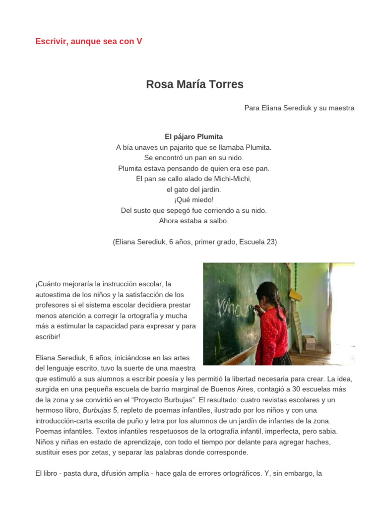"Escrivir Aunque Sea Con V-Rosa Ma - Torres | PDF | Escuelas