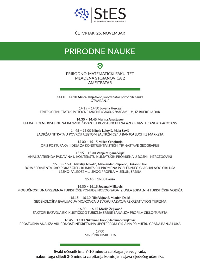 Prirodne Nauke - Agenda | PDF