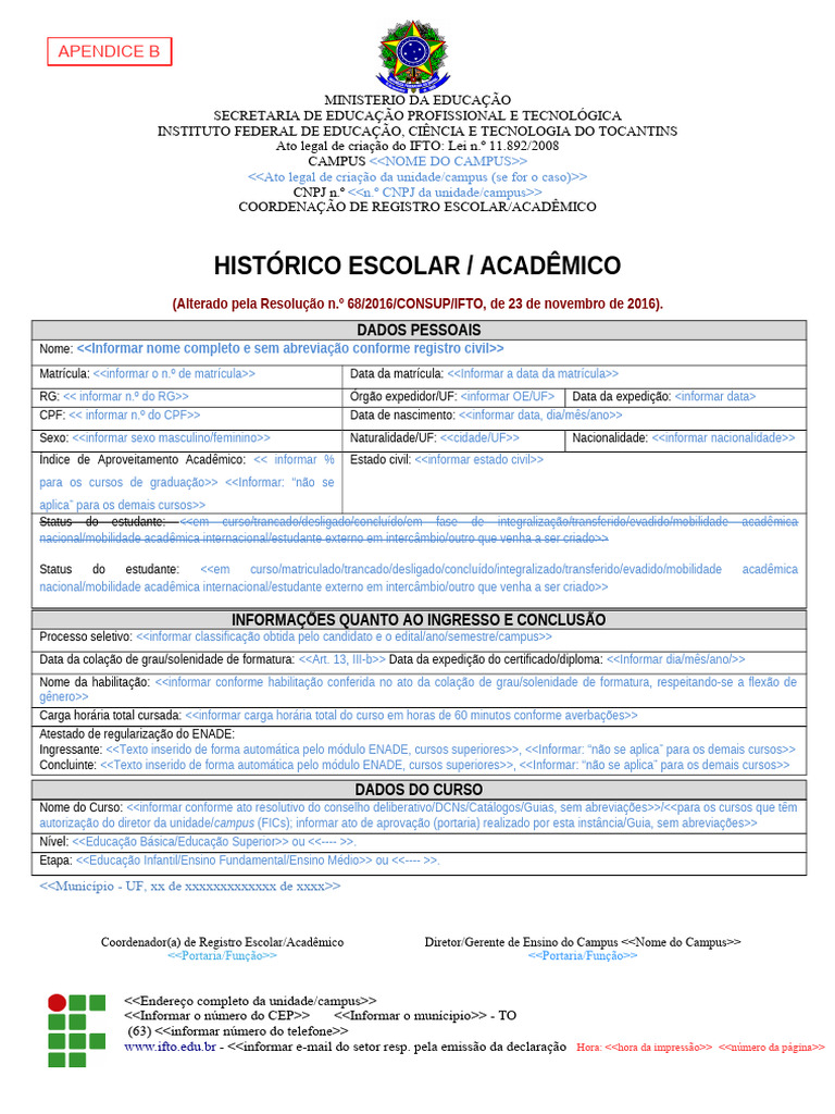 Modelo de Historico Escolar Academico | PDF