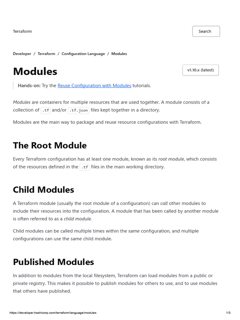 Modules Overview - Configuration Language - Terraform - HashiCorp Developer | PDF | Directory ...