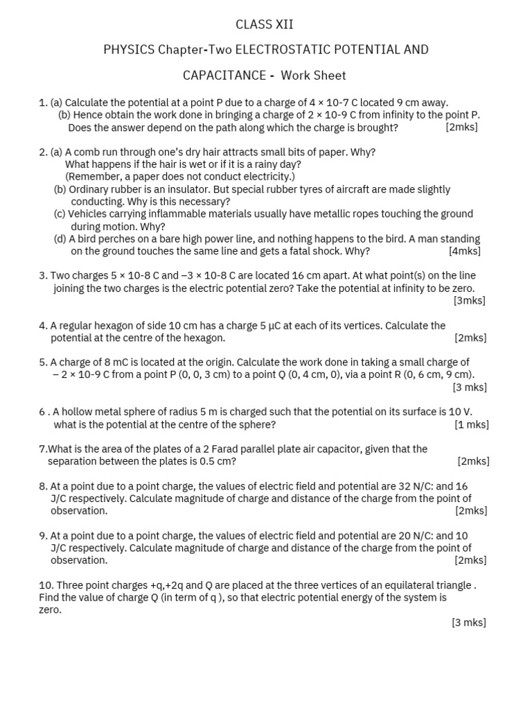 Worksheet Chapter 2 PDF | PDF | Area | Electromagnetism