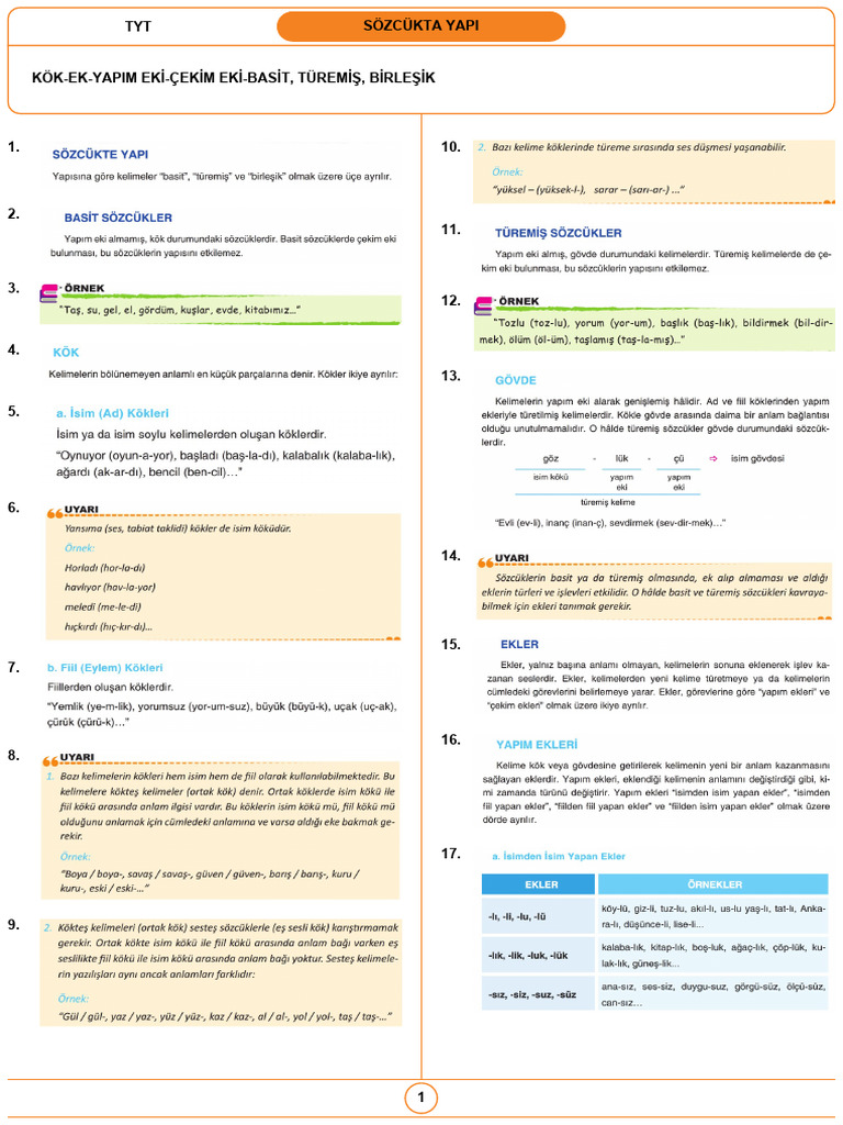 SÖZCÜKTA YAPI | PDF