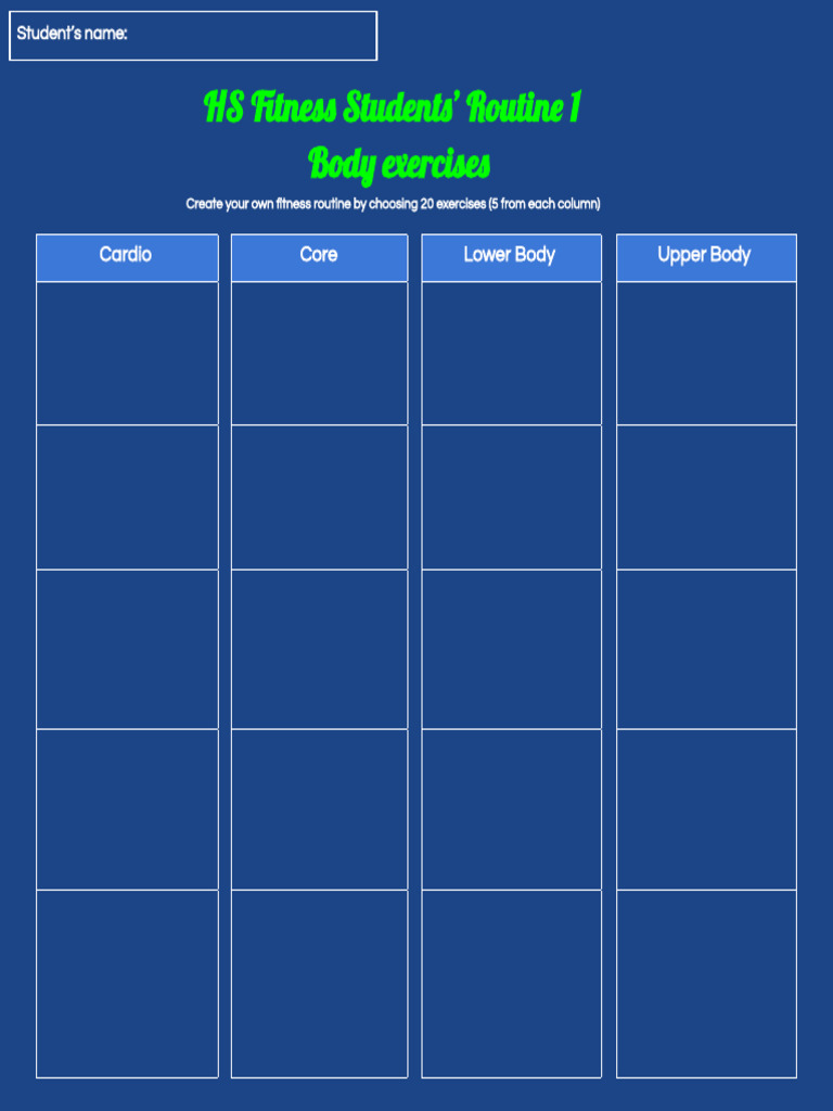 HS Fitness Students Routine Updated | PDF | Physical Fitness | Aerobic ...