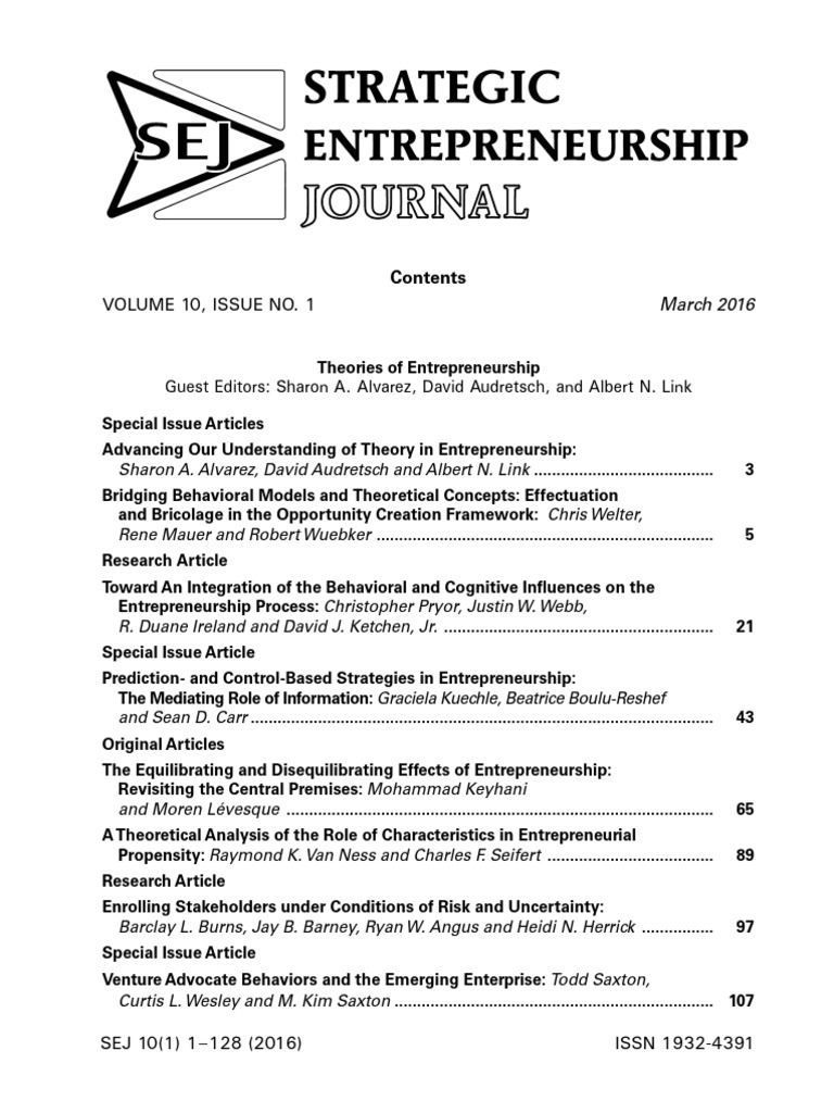Volume 10, Issue No. 1: Guest Editors: Sharon A. Alvarez, David ...