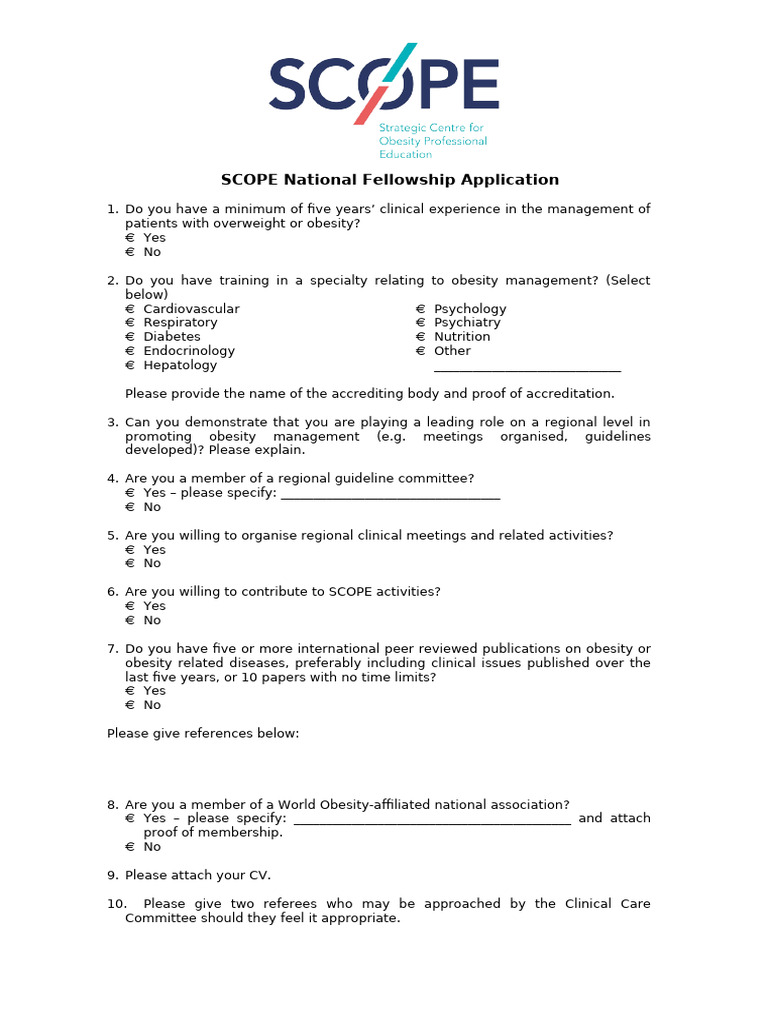 SCOPE National Fellowship Application | PDF