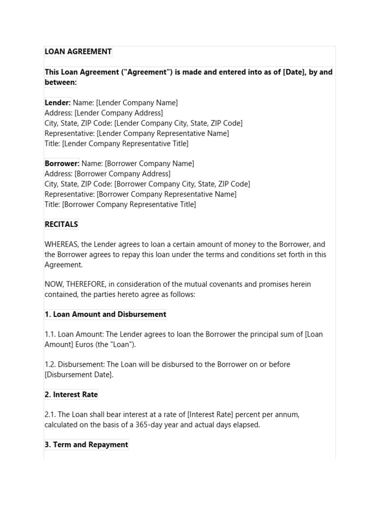 Loan Agreement | PDF | Loans | Interest