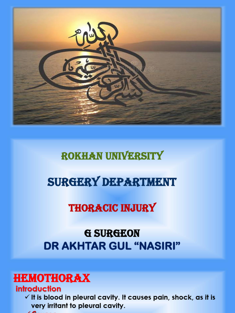 4th Lec 3s2 Thoracic Trauma | PDF | Medical Emergencies | Clinical Medicine