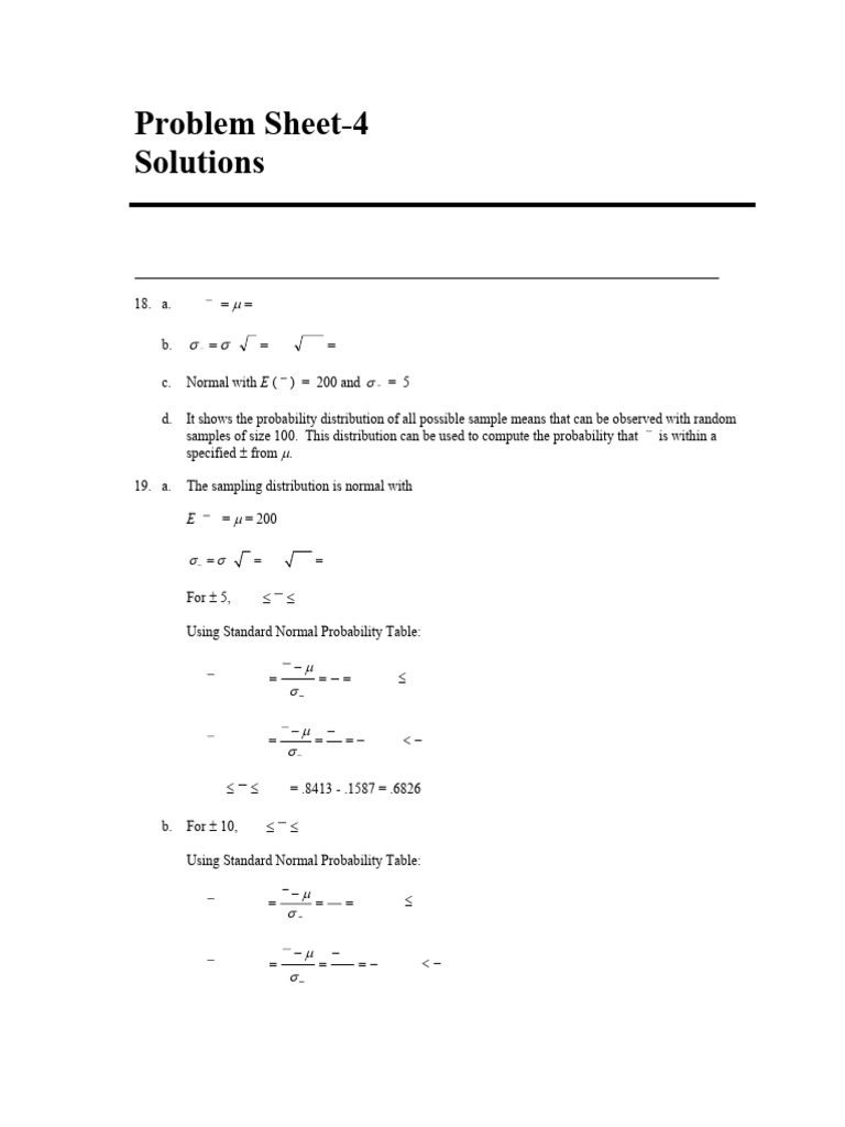 Problem Sheet 4 Solution | PDF | Standard Error | Probability Distribution