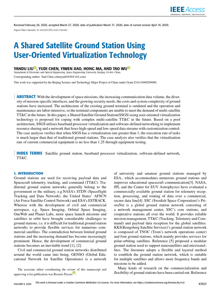 A Shared Satellite Ground Station Using User-Oriented Virtualization ...