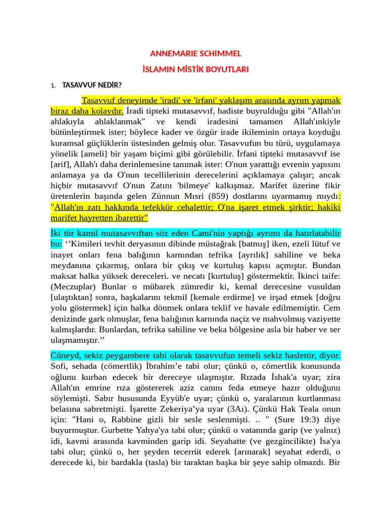 Annemarie Schimmel Notlar | PDF