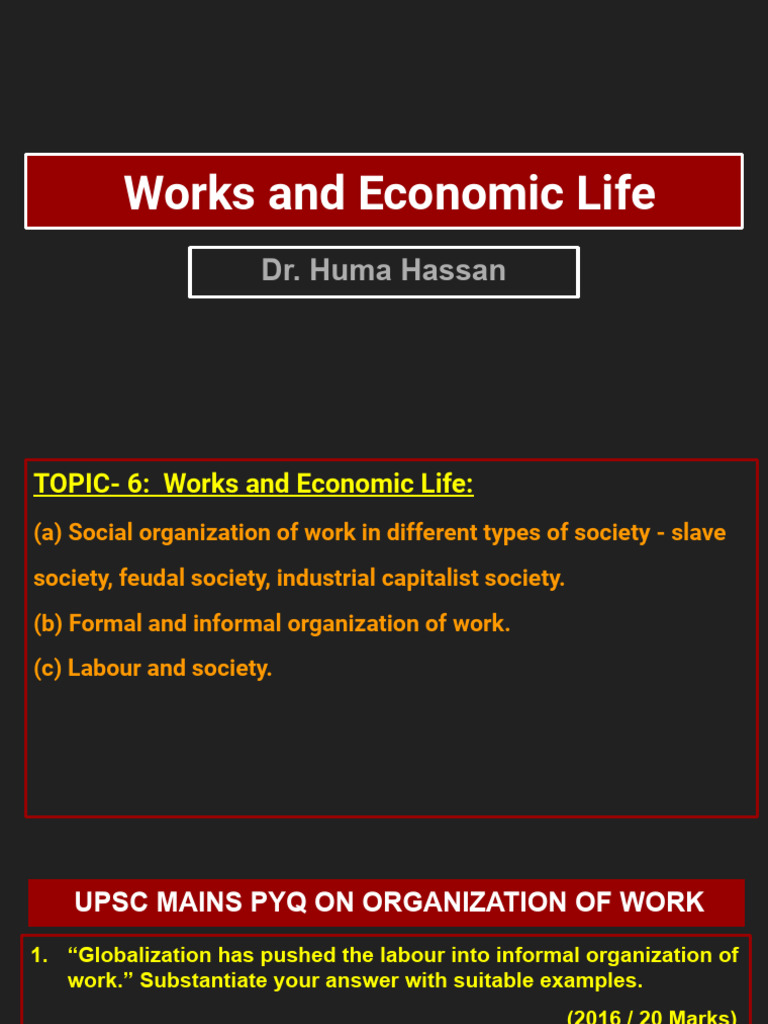 Works-and-Economic-Life | PDF | Division Of Labour | Market (Economics)