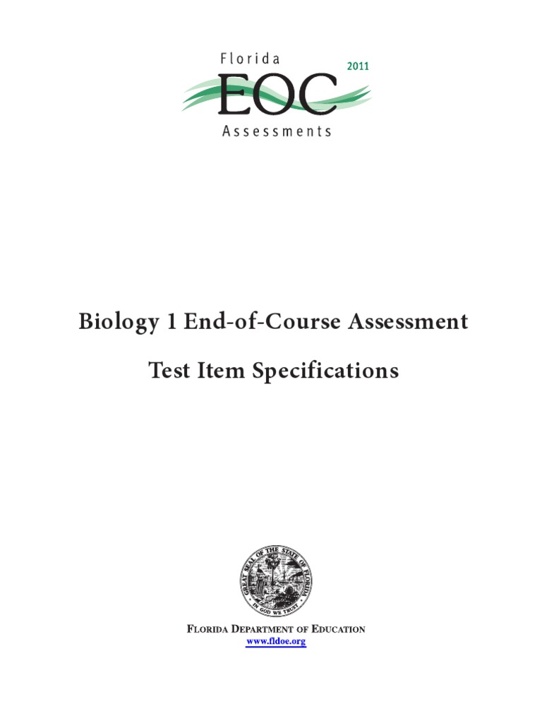 Biology 1 End-of-Course Assessment Test Item Specifications | PDF ...