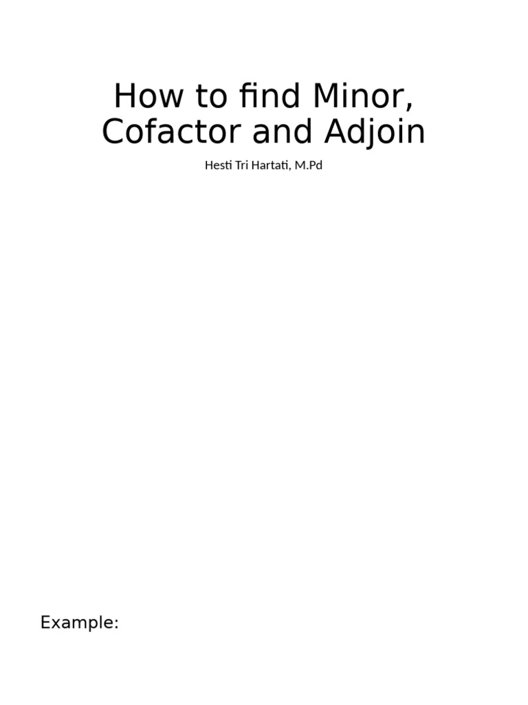 How To Find Minor, Cofactor and Adjoin | PDF
