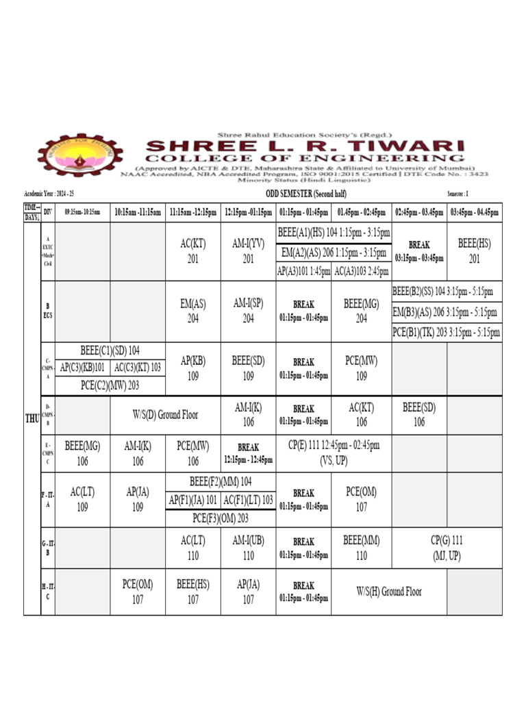 AP (A3) 101 1:45pm AC (A3) 103 2:45pm BEEE (B2) (SS) 104 3:15pm - 5:15pm | PDF