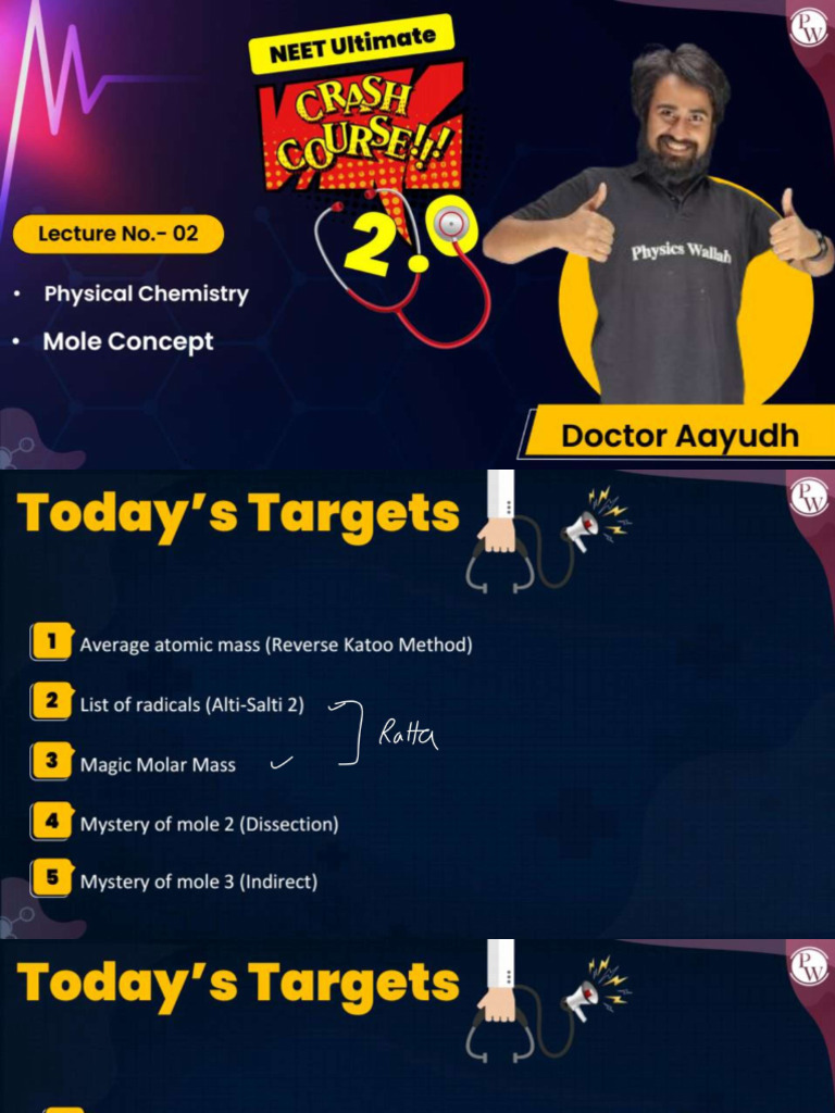 Mole Concept 02 - Class Notes II NEET Ultimate Crash Course 2.O | PDF