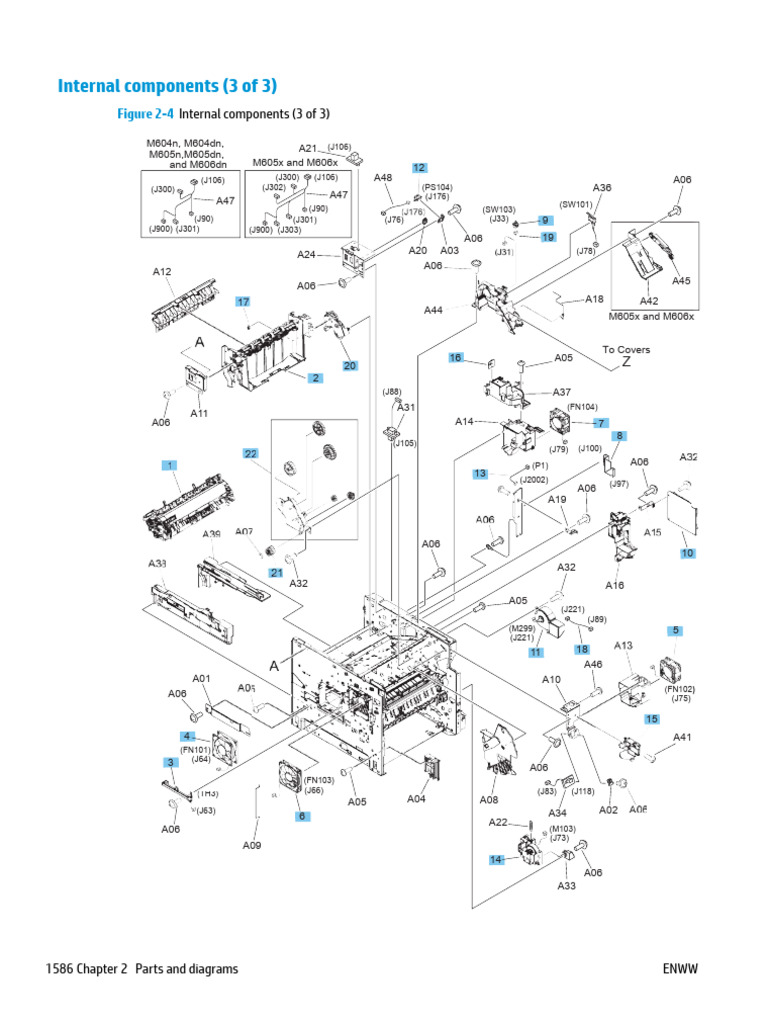 HP Laserjet Enterprise m605 Internal Components 3 of 3 | PDF