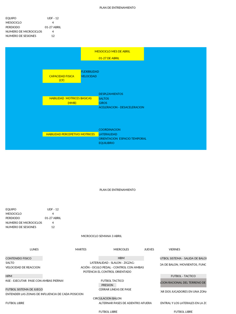 Plan de Entrenamiento Formacion Fisica Dibbon | PDF
