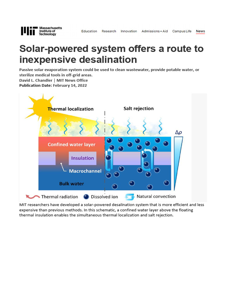 D Solar-Powered System Offers A Route To Inexpensive desalination ...
