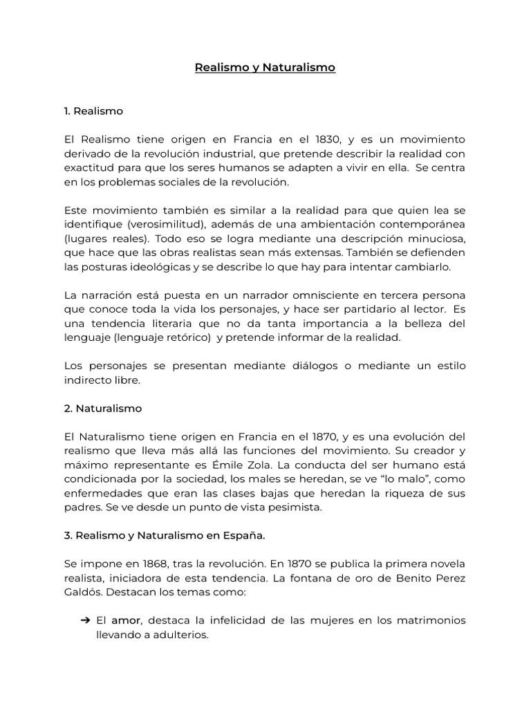 Realismo y Naturalismo | PDF | Realismo literario