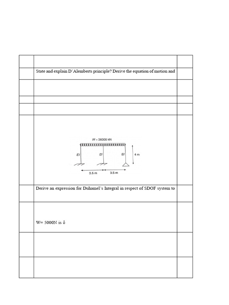 M.Tech Structural Dynamics Model Paper | PDF | Motion (Physics ...