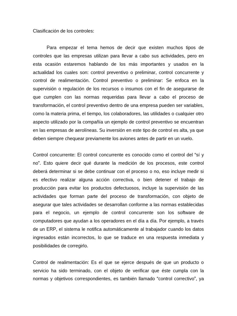 Tipos de Controles Empresariales Clave | PDF | Business | Planificación ...