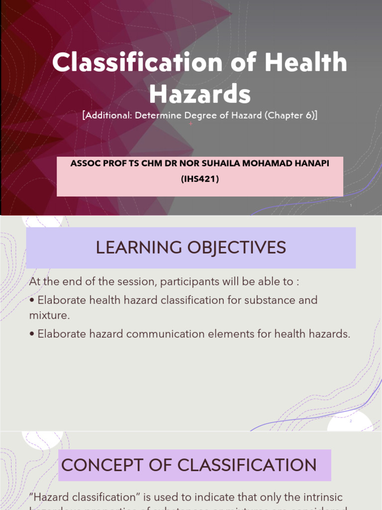 CHAPTER 7 B. Classification of Health Hazards. SUHAILA | PDF | Toxicity ...