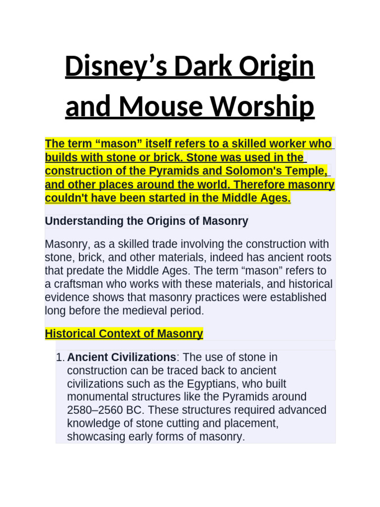 Walt Disney and the Free Masons Agenda | PDF | Knights Templar ...