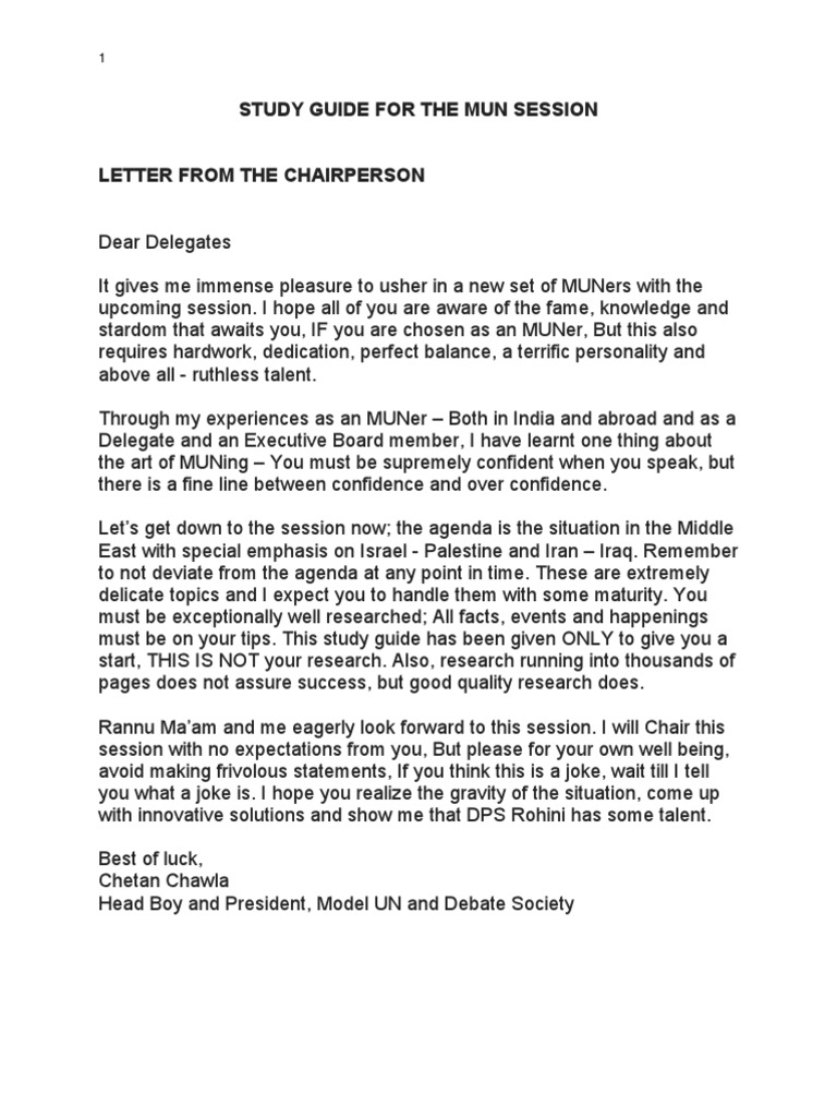 Study Guide For The Mun Session | PDF | Palestine Liberation ...