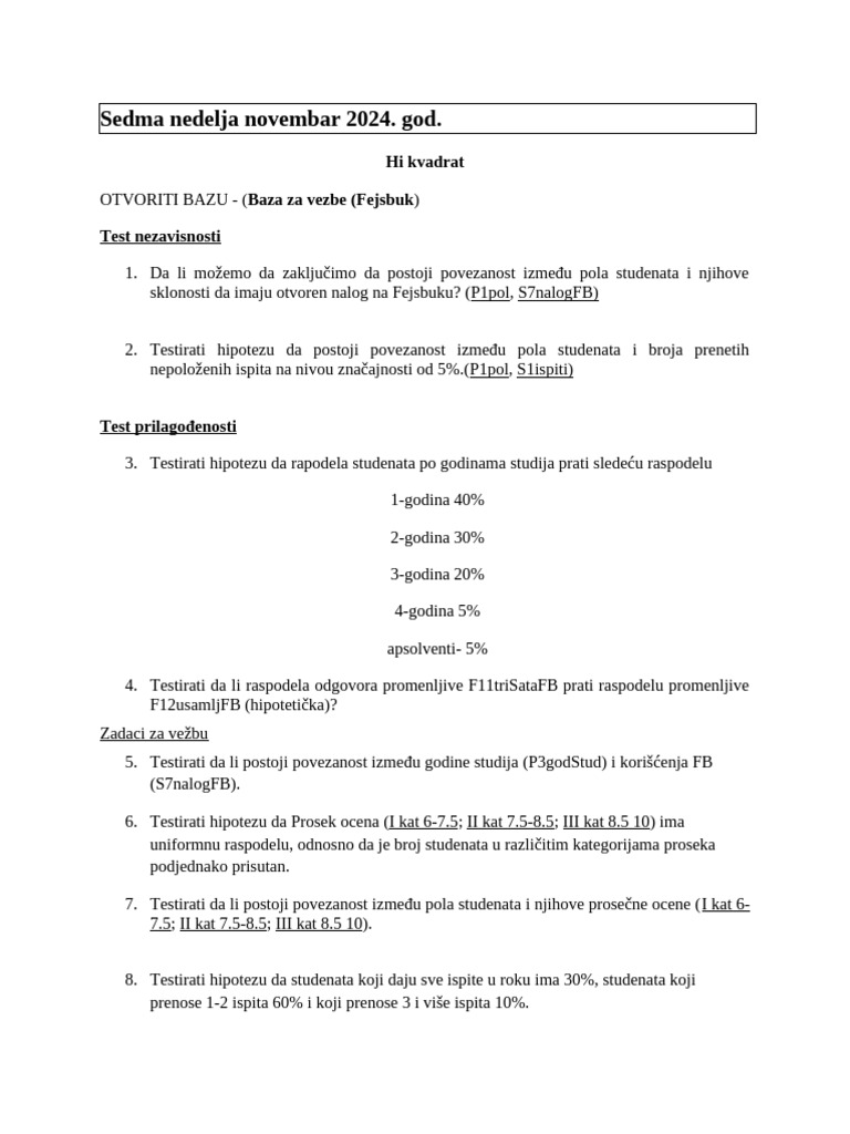 7 Sedma Nedelja Studenti 2024 POSLOVNI SMEROVI | PDF