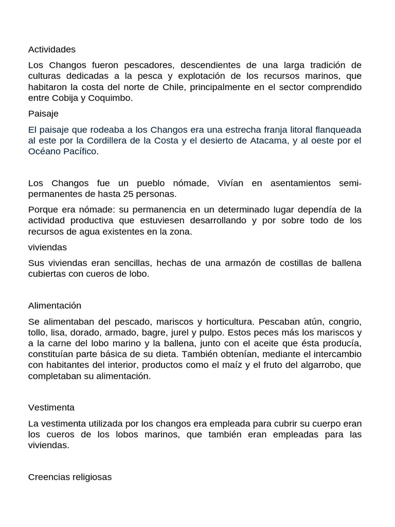 Cultura y Vida de los Changos Chilenos | PDF