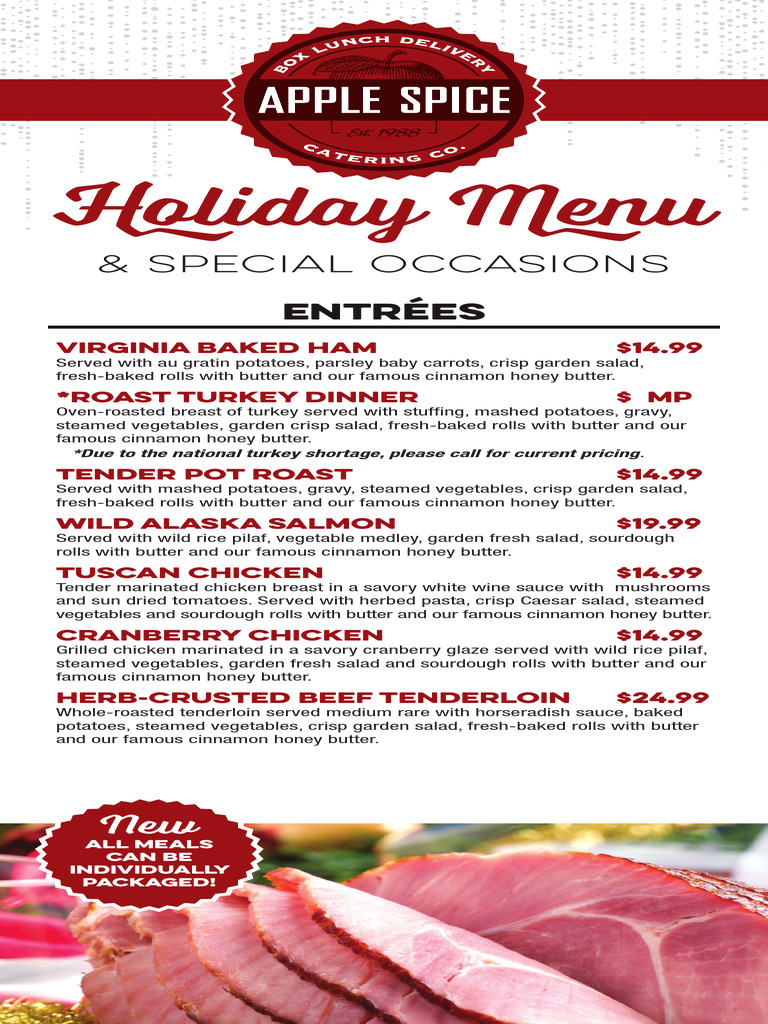 Hackensack NJ Holiday Menu 101322 | PDF | Salad | Turkey Meat