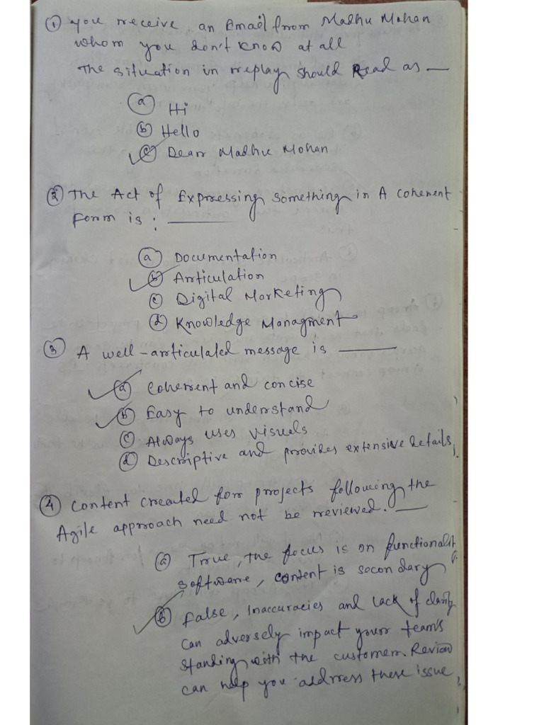 Articulation Handwritten Question | PDF