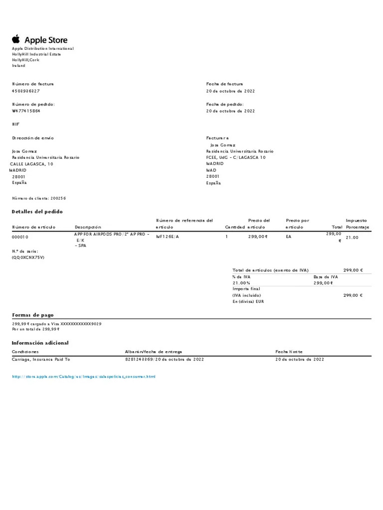 Factura Airpods | PDF