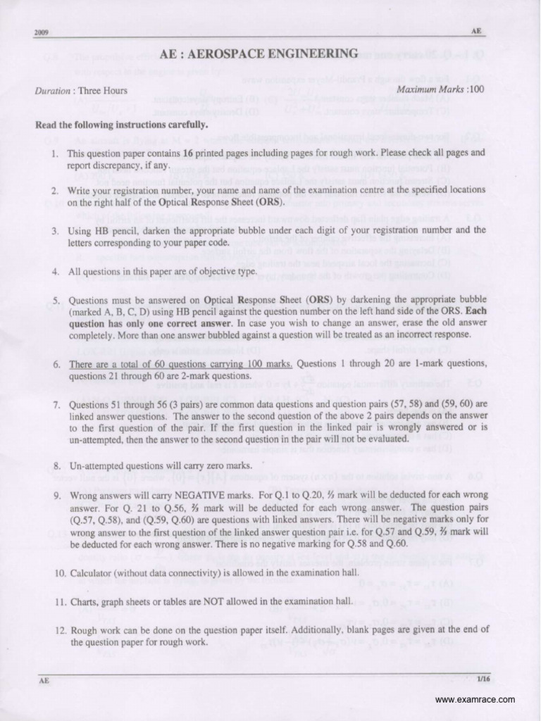 2009 Aerospace Engineering Exam Paper | PDF | Rocket Propellant | Rocket