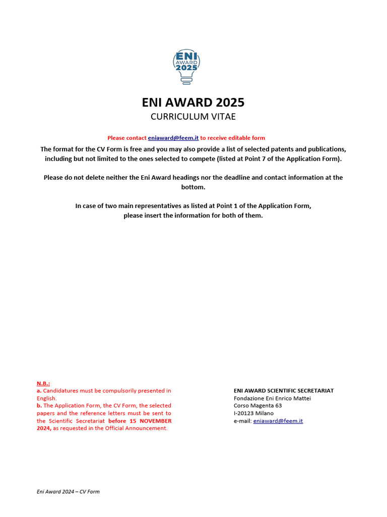 Eni-Award-2025-Main-Prizes-CV-Form | PDF