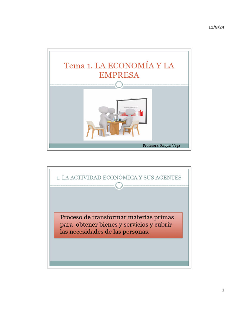 TEMA 1. LA ACTIVIDAD ECONOMICA Y SUS AGENTES - PPTX 2 Diapositivas - PG ...