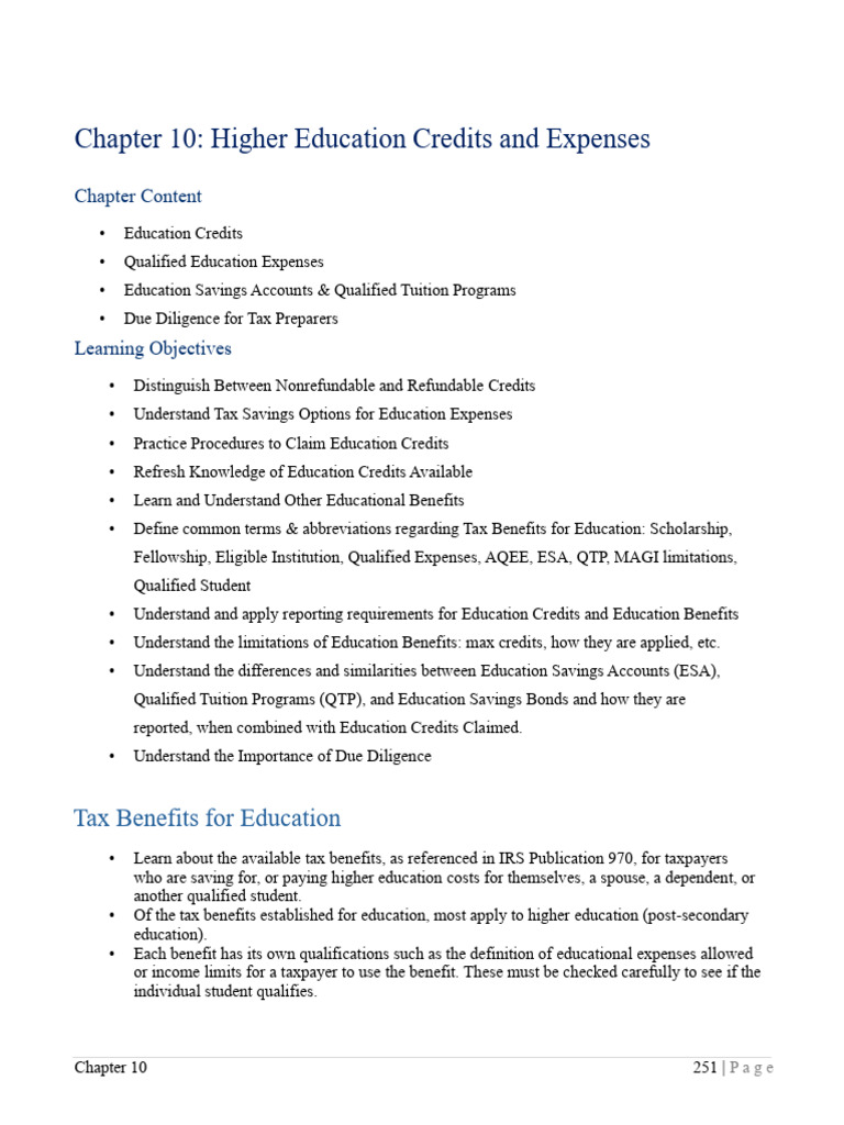 Tax School Textbook ch10: Higher Education | PDF | Expense | Tax Deduction