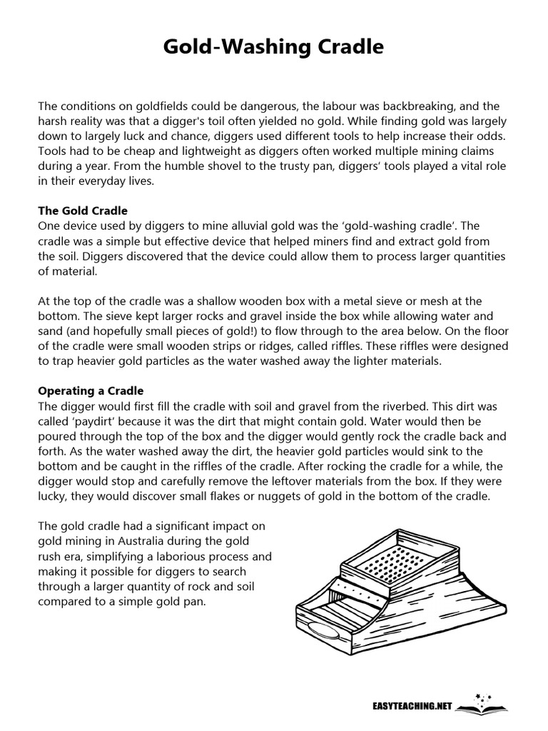 Gold-Washing Cradle in Mining | PDF | Gold Mining | Natural Materials