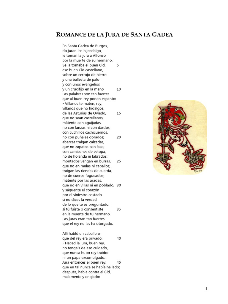 Romance de La Jura de Santa Gadea | PDF