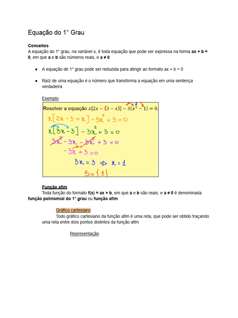 [1] Equação do 1° Grau | PDF | Função (Matemática) | Equações
