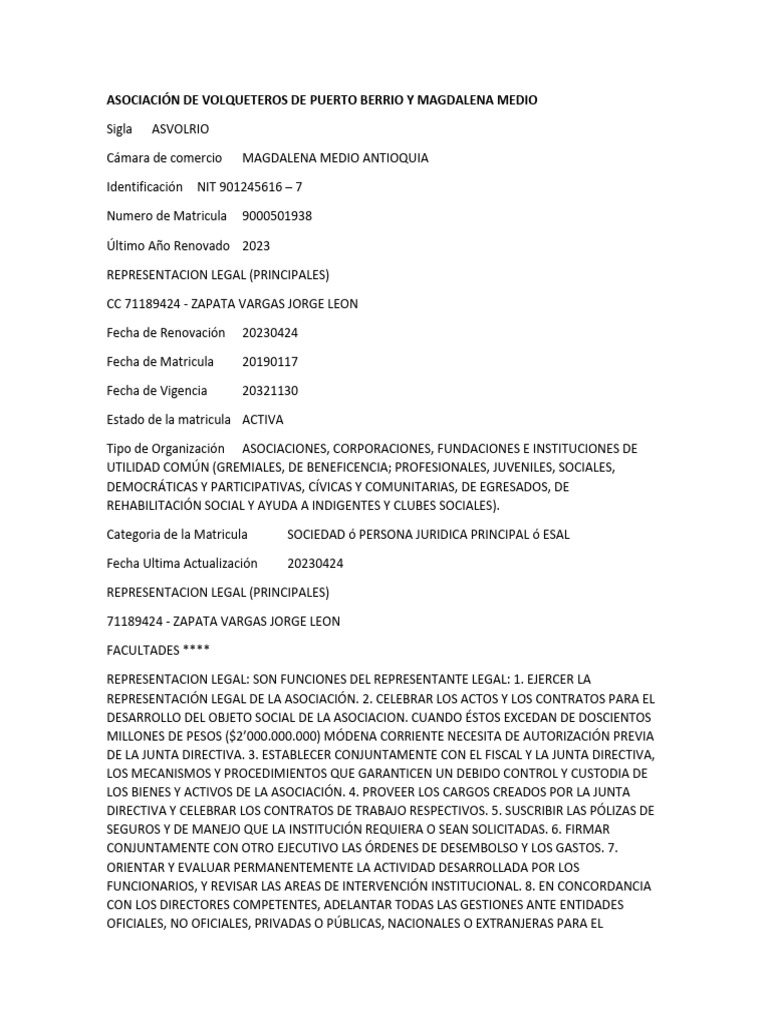 Asociación de Volqueteros de Puerto Berrio y Magdalena Medio | PDF ...