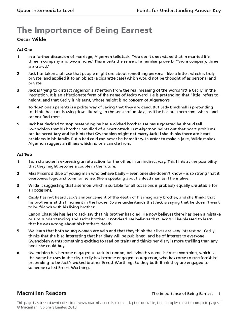 The Importance of Being Earnest | PDF | The Importance Of Being Earnest