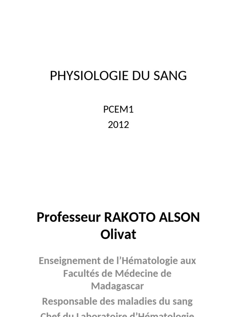 Physiologie Du Sang | PDF | Globule blanc | Sang